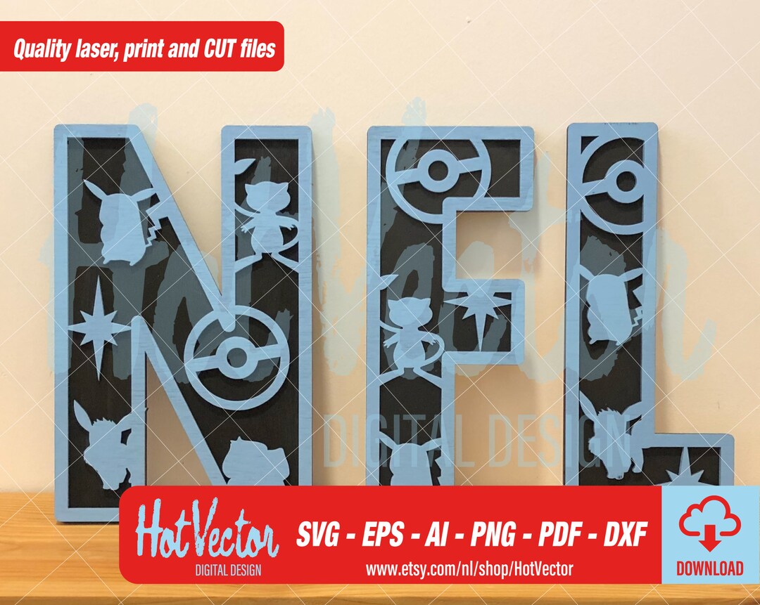 Pokemon Layered Cut out Alphabet Font, svg, dxf, ai, eps, pdf, png ...