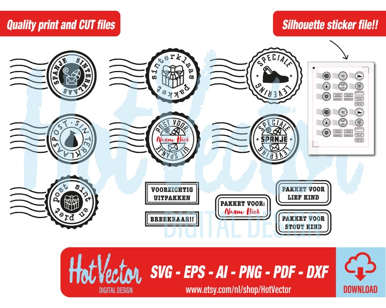 Sinterklaas Post Stempels Clipart Set Sint Plotter Image Ai - Etsy UK