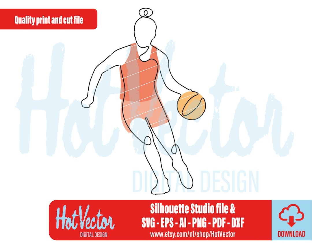 Woman Basketball Line Drawing, Png, Svg, Dxf, Pdf, Ai, Eps, Sport ...