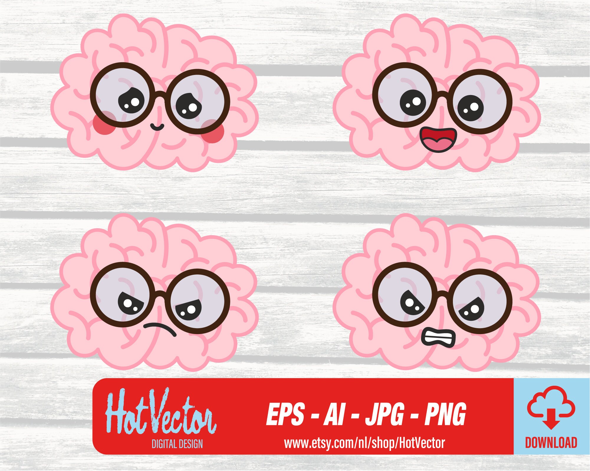 Educational Emoticons Brain Digital Clipart Emoji Graphic for | Etsy