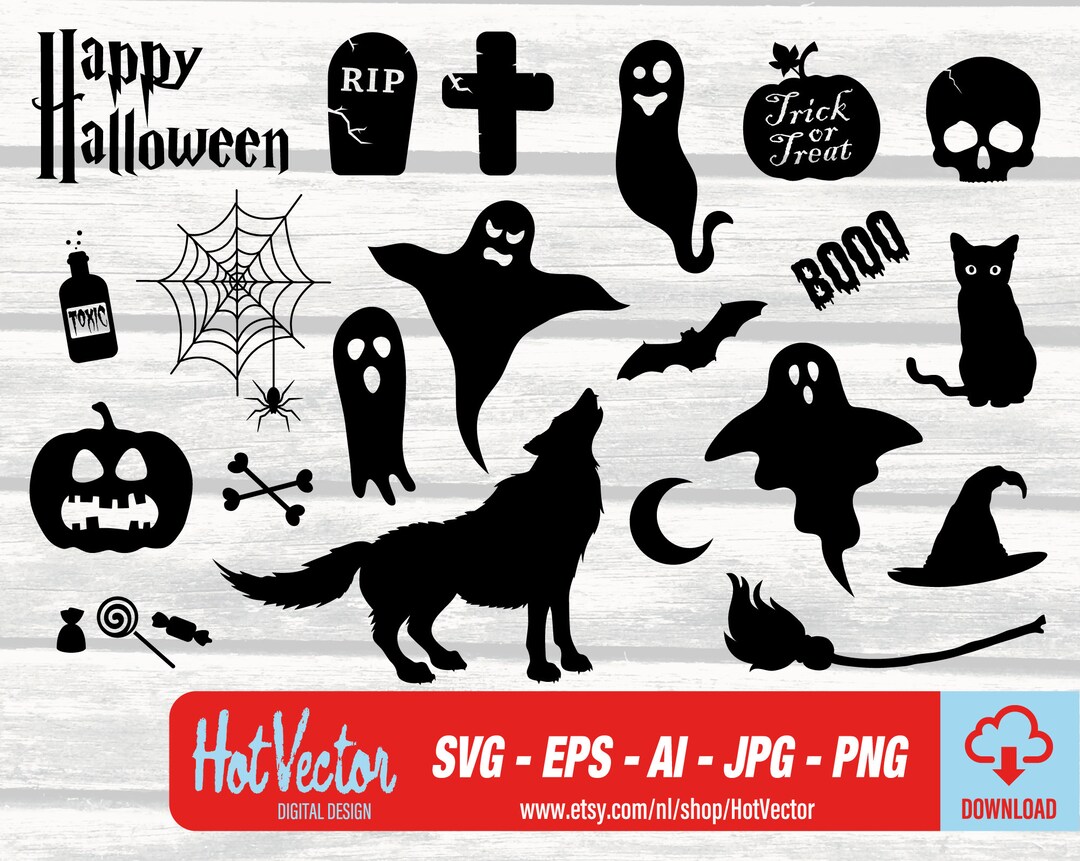 Halloween Ghost SVG Bundle: Spooky Clipart (digital Download) - Etsy