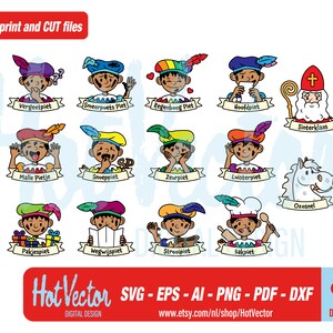 Pieten Sinterklaas Bundel, Svg, Png, Ai, Eps, Pdf, Dxf, Personal and ...