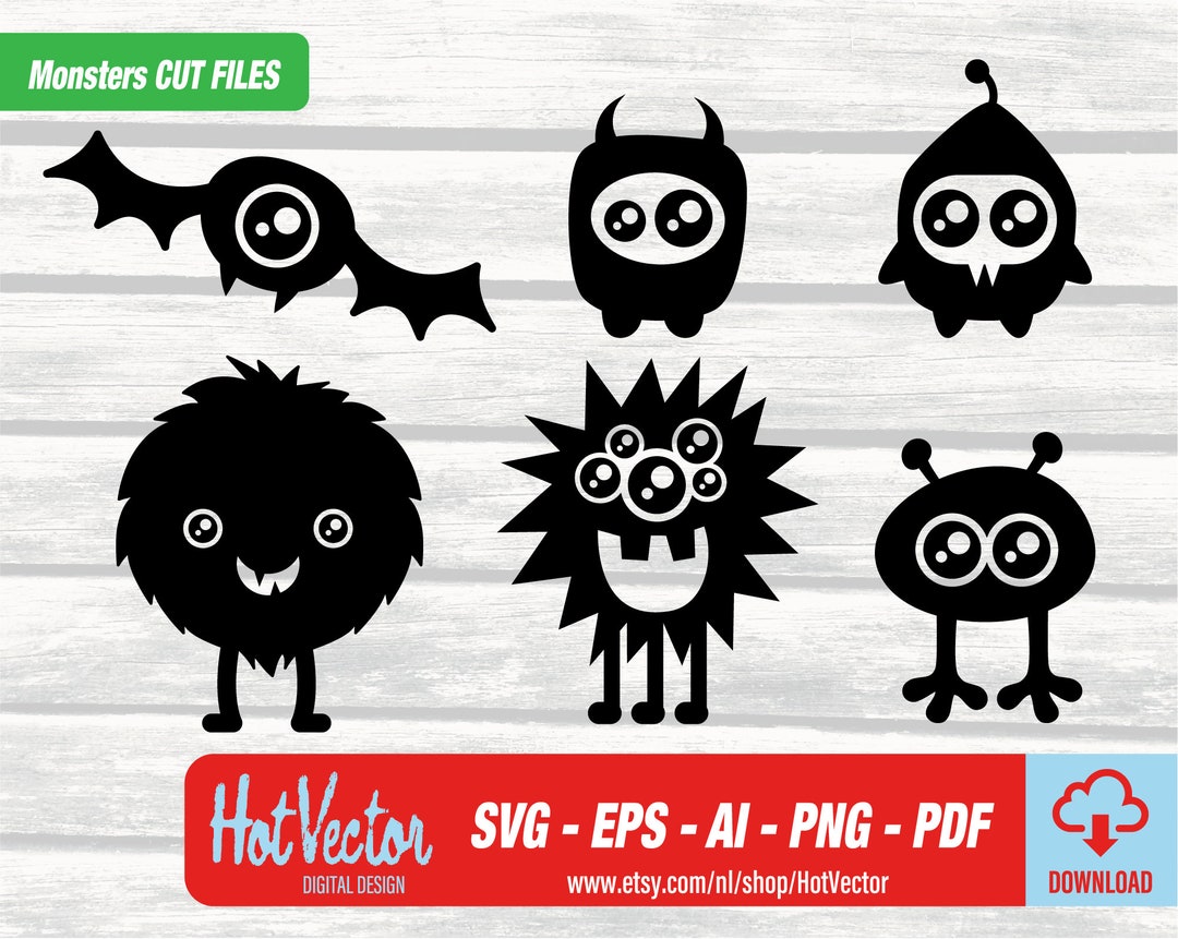Monster Bundle Cut File - DIGITAL DOWNLOAD - Svg, Png, Ai, Eps, Pdf ...