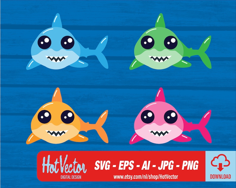 Baby Shark Family Clipart Set (digital Download) - Etsy
