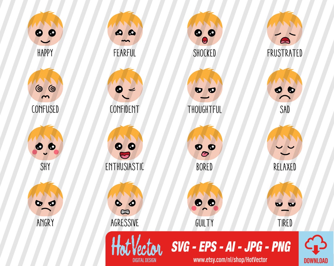 Educational Boy Emoticons Digital Clipart, Emoji Graphic for Personal ...
