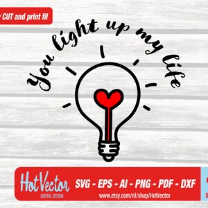 You Light up My Life Valentine Digital Clipart Graphic for | Etsy