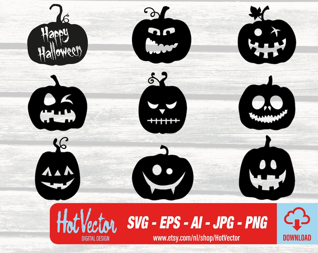Halloween Pumpkin Clipart - DIGITAL DOWNLOAD - Svg, Ai, Eps, Png, Jpg - Free Commercial Use - Etsy