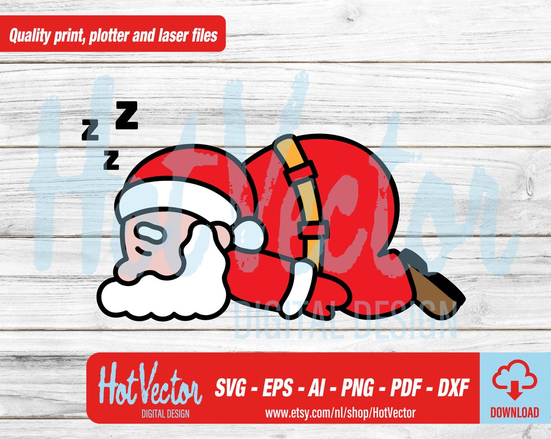 Sleeping Santa Digital Clipart, Christmas Plotter Laser Image, Ai, Eps ...