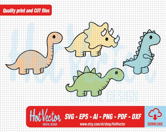 Cute Dino Digital Clipart Bundel Svg Dxf Png Ai Eps Pdf | Etsy