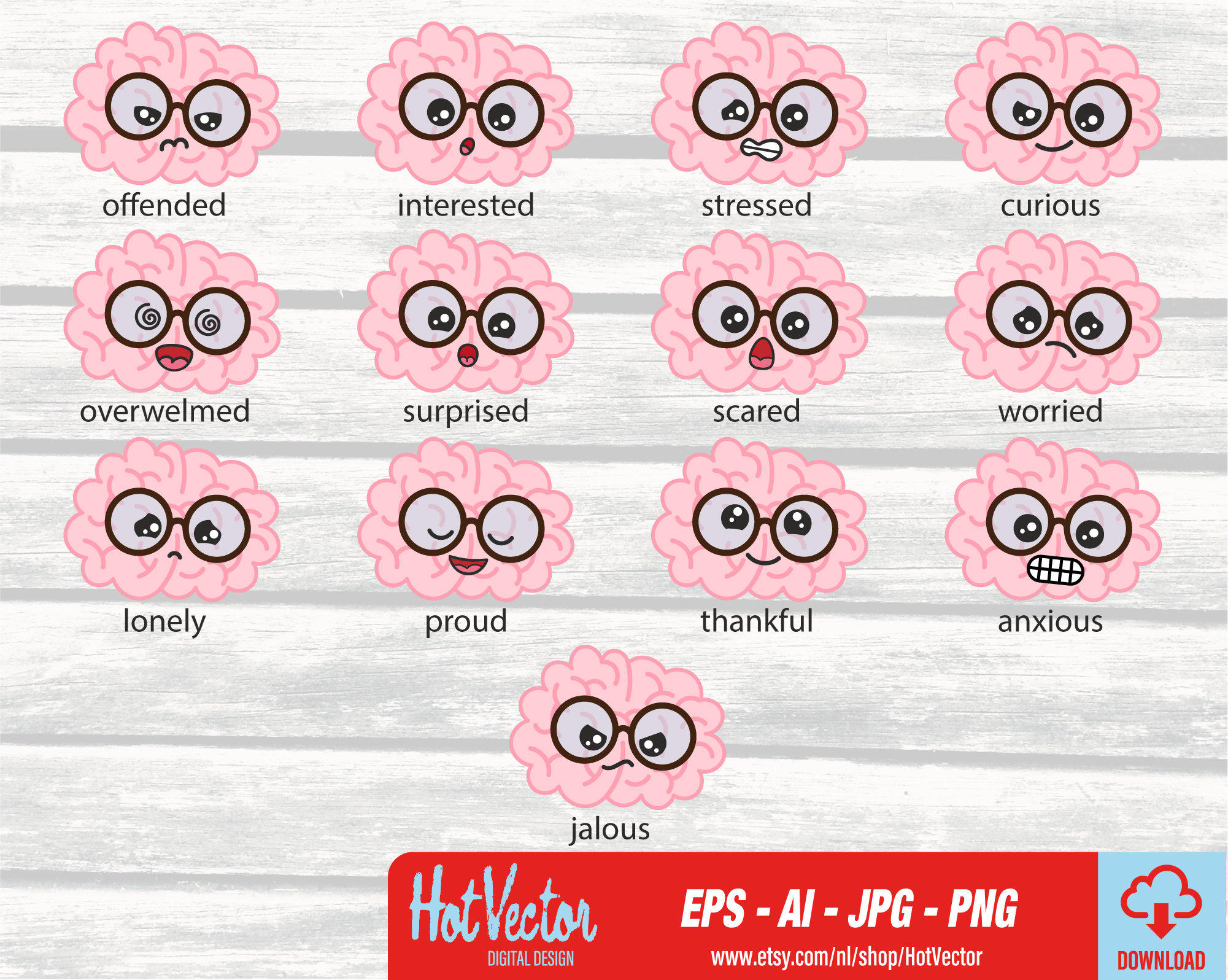 Educational Emoticons Brain Digital Clipart Emoji Graphic for | Etsy