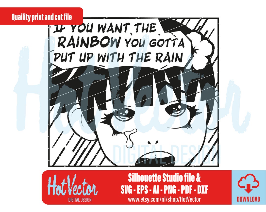 Anime Manga Cry Girl Digital Clipart, Svg, Dxf, Png, Ai, Eps, Pdf ...