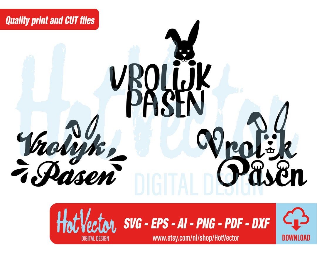 Vrolijk Pasen Easter Clipart: Bunny SVG, PNG, PDF (digital Download) - Etsy