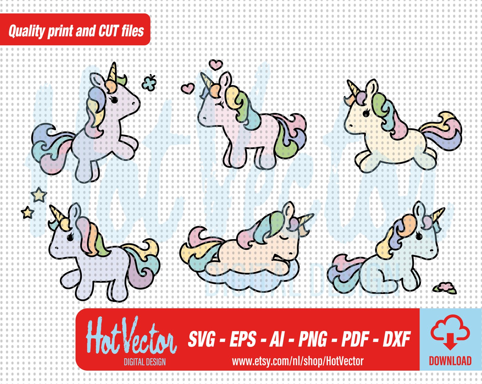 Unicorn Digital Clipart Bundle, Print and Plotter Image for Personal ...