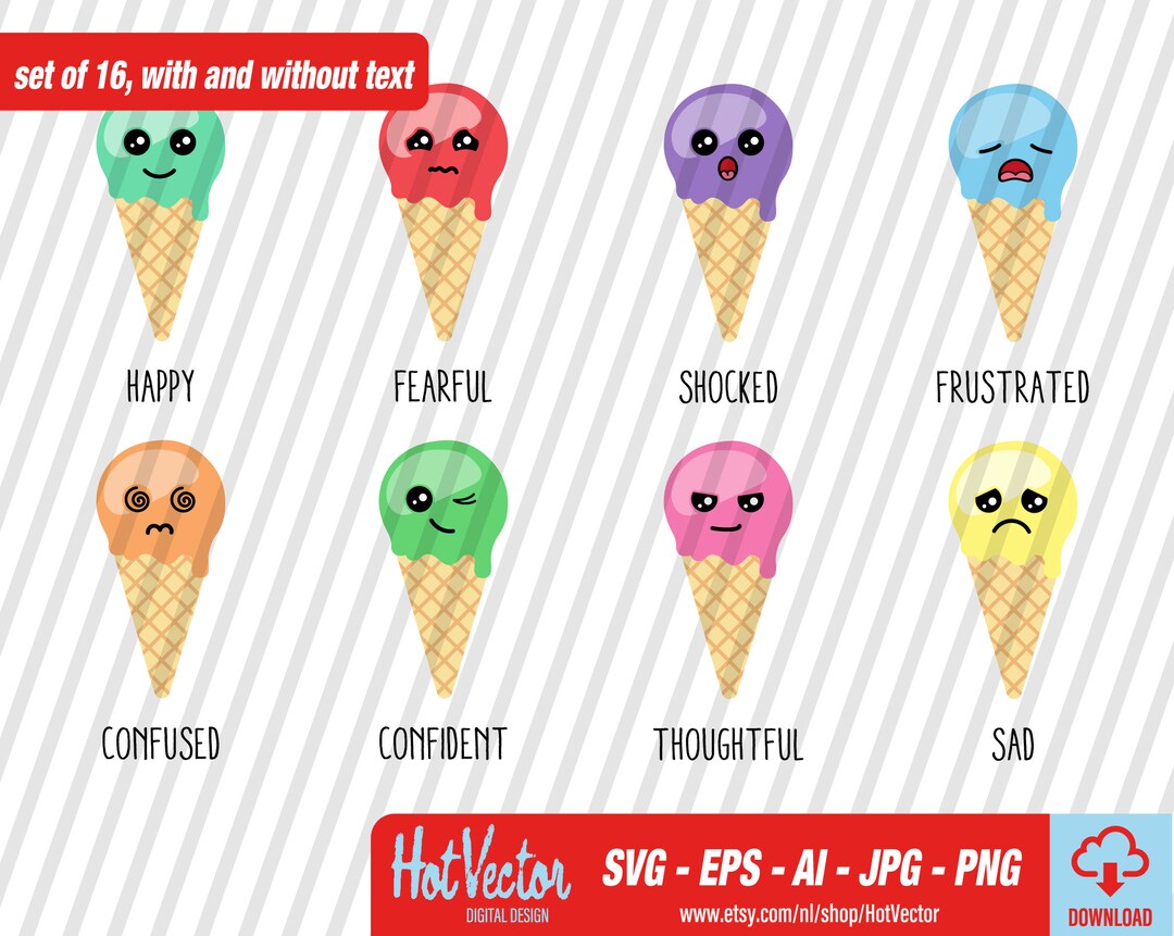 Ice Cream Emoticons – DIGITAL DOWNLOAD - Svg, Ai, Eps, Png - Free ...