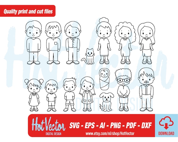 Family Members Digital Clipart Bundel Svg Dxf Png Ai Eps | Etsy