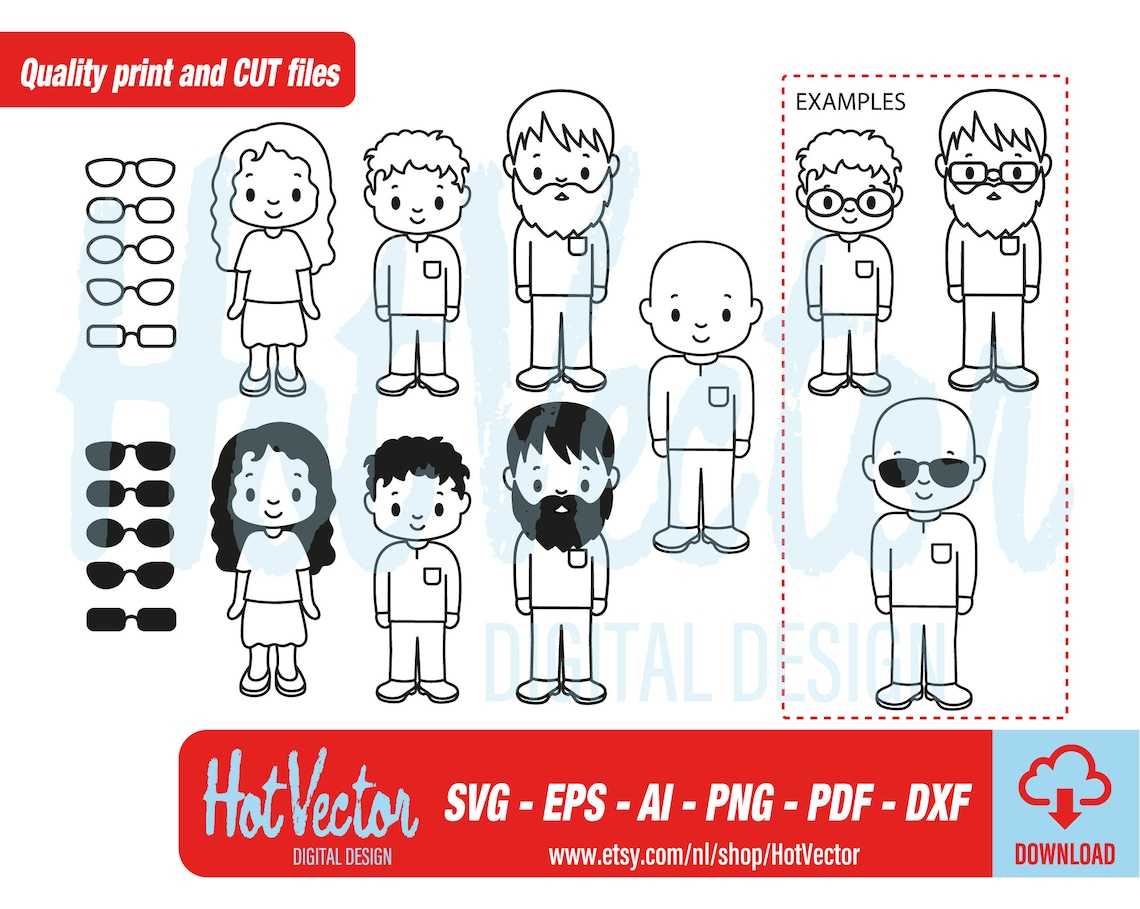 Family Members Digital Clipart Bundel Svg Dxf Png Ai Eps | Etsy