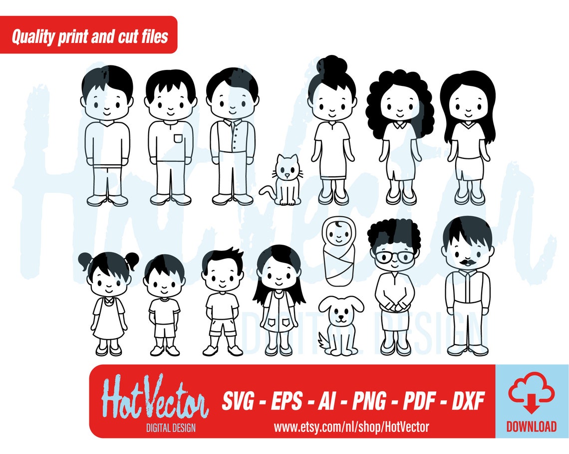 Family Members Digital Clipart Bundel Svg Dxf Png Ai Eps | Etsy