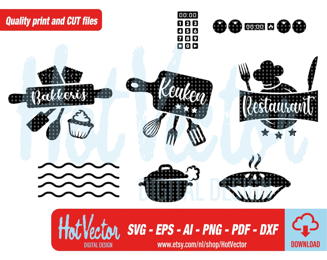 Kitchen Sticker Plotter Cut and Print File - Digital Download - Svg ...