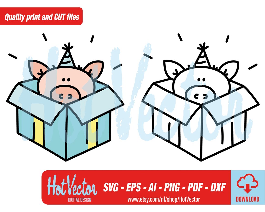 Cute Doodle Pig Digital Clipart Set, Plotter Cut and Print Vector Files ...