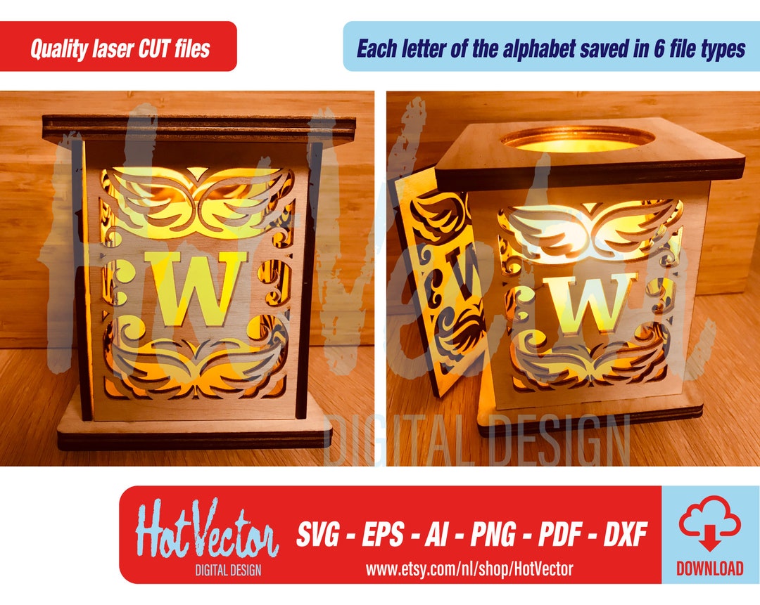 Monogram Lantern Laser Cut Files: A-Z Letters (SVG, DXF, PDF) - Etsy