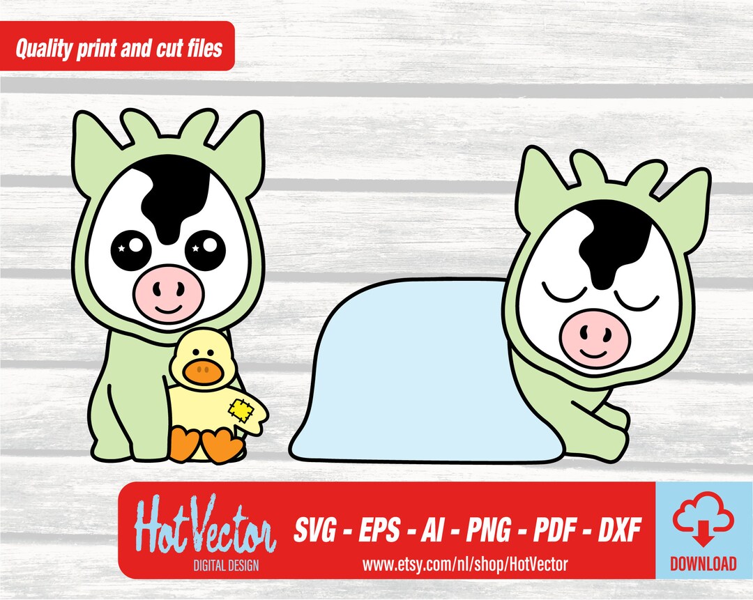Cute Cow Digital Clipart, Baby Kawaii Farm Animal Graphic for Personal ...