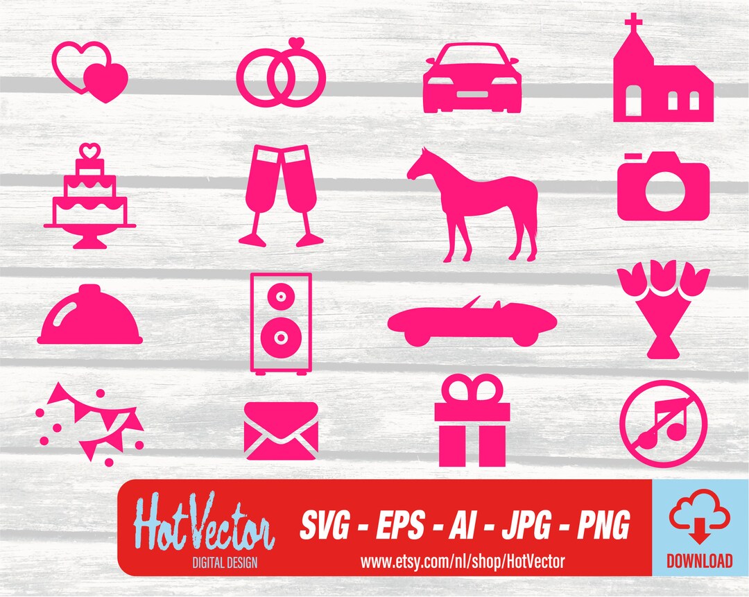 Wedding Icons SVG - DIGITAL DOWNLOAD - Svg, Ai, Eps, Png, Jpg - Free ...