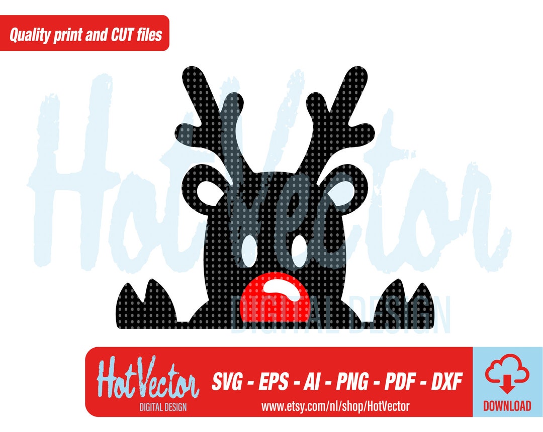 Peek Rudolph Clipart, Christmas Plotter Cut and Print Image, Free ...
