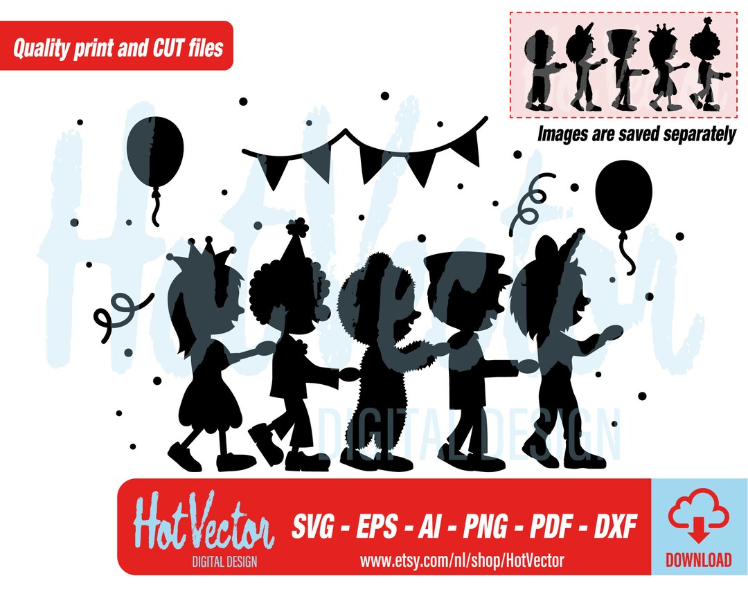 Carnival Party Digital Clipart Set, Plotter Print Files, Svg, Dxf, Png ...