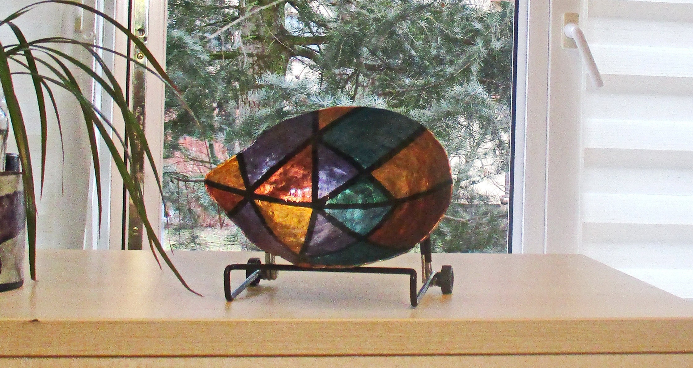 Fantasy Paper Mache Bowl, Gourd Shape Sculpture Gold Copper Bluish ...