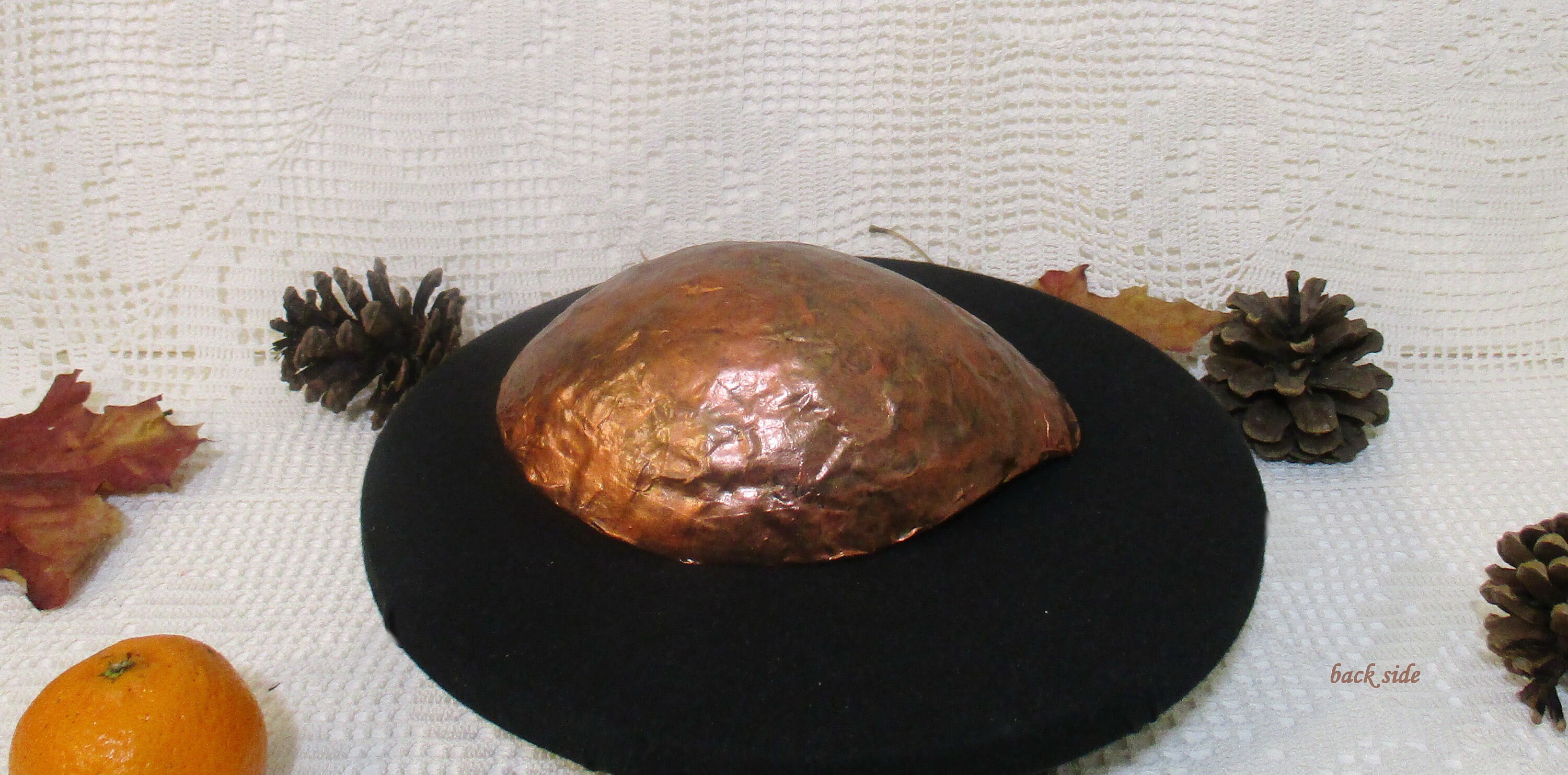 Fantasy Paper Mache Bowl, Gourd Shape Sculpture Gold Copper Bluish ...