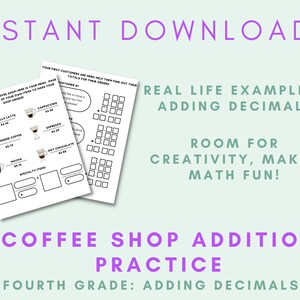 Fourth Grade Addition Practice: Decimal Addition - Etsy