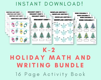 Kindergarten Holiday Math and Writing Activity Book - Etsy