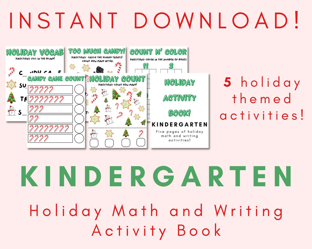 Kindergarten Holiday Math and Writing Activity Book - Etsy