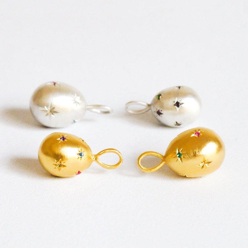 18K Gold Plated Faberge Egg Necklace, Rainbow Sapphire Star Gemstone ...