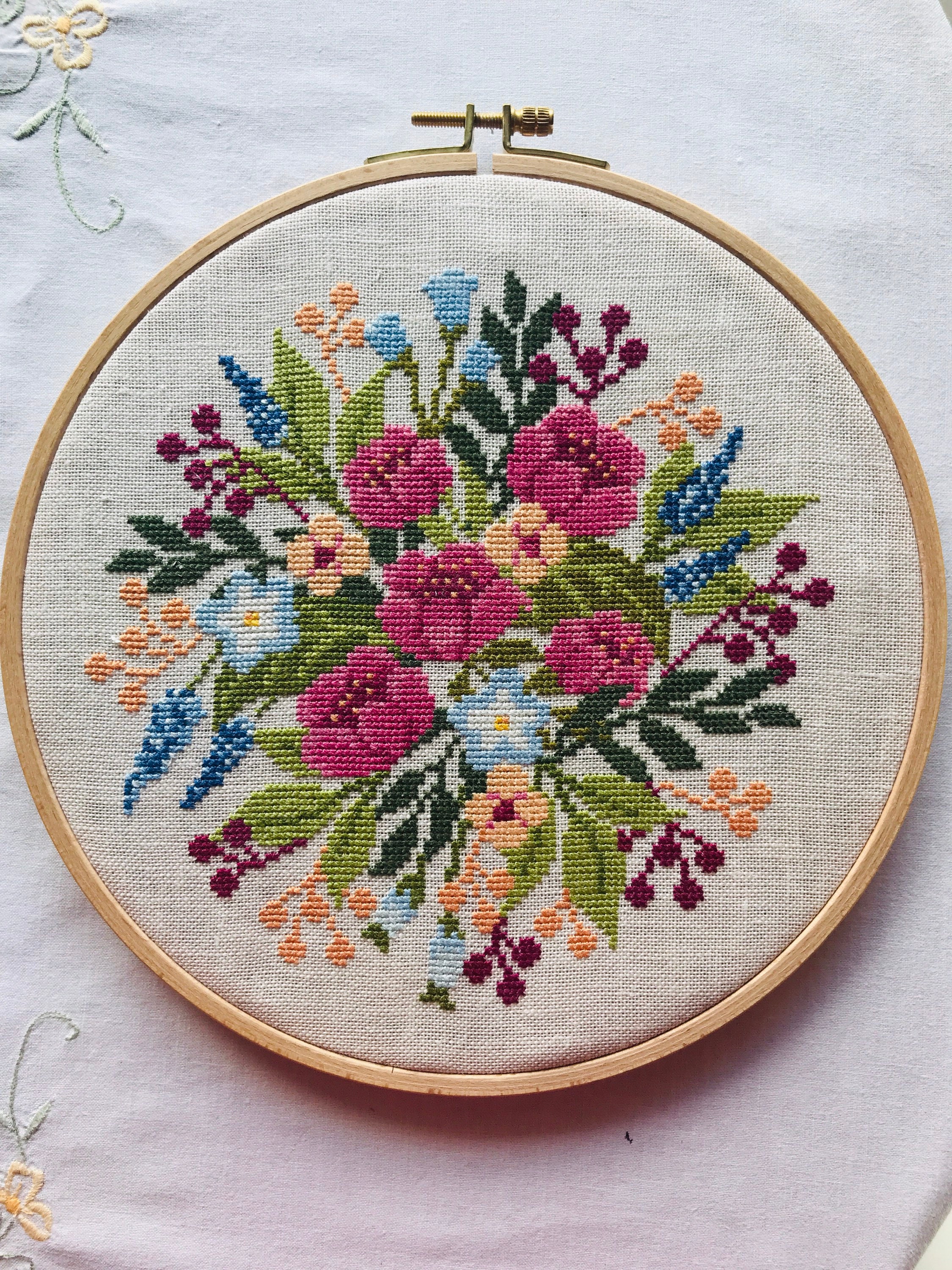 Embroidery Hoop Flower Pattern Handmade Embroidery / Decorative ...
