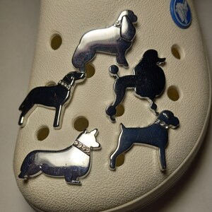 Deluxe Metal Silver Color Dog Shoe Charm for Rubber Clogs Poodle, Corgi ...