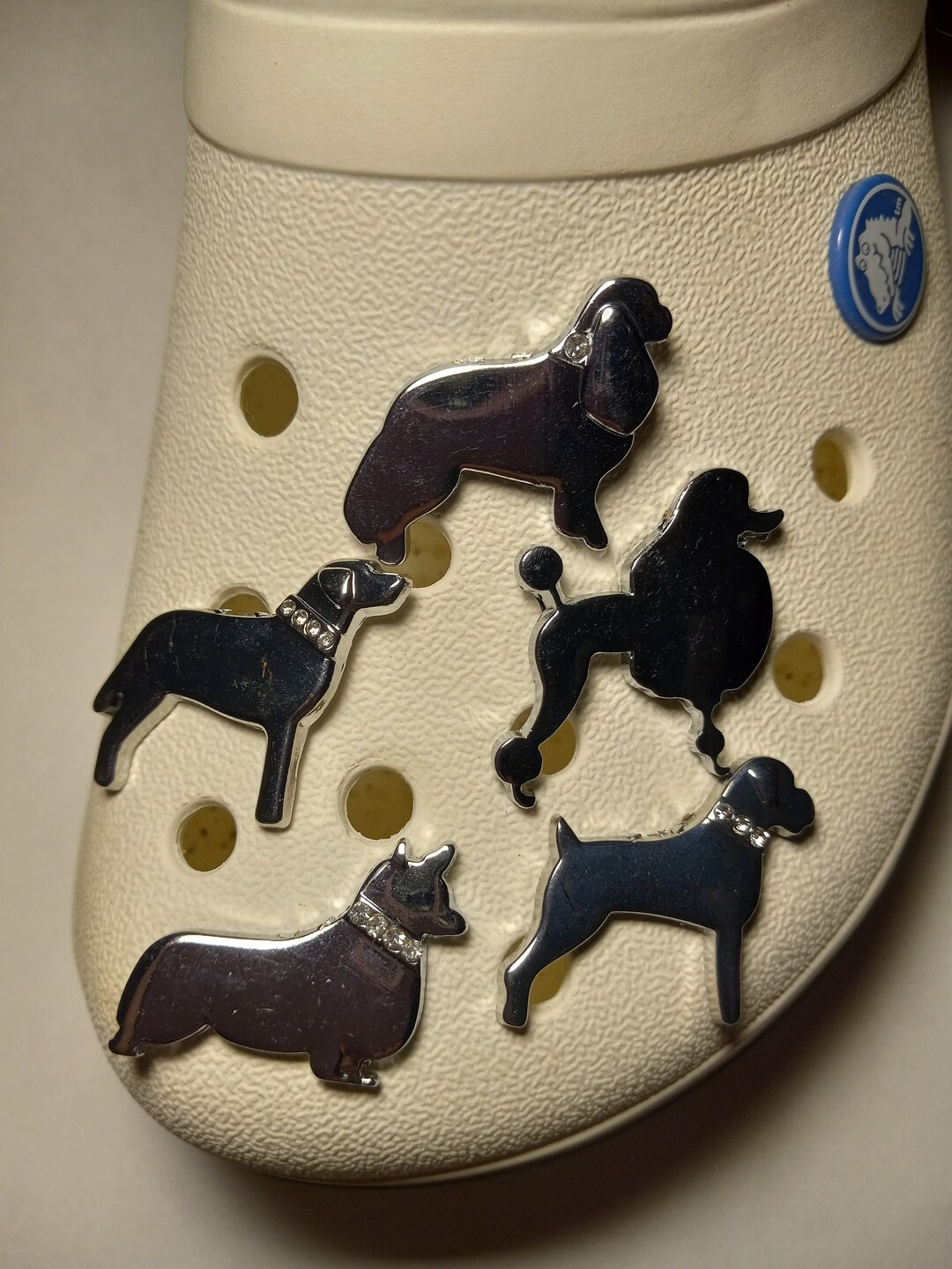 Deluxe Metal Silver Color Dog Shoe Charm for Rubber Clogs Poodle, Corgi ...