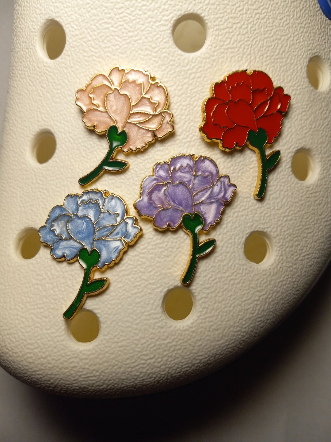 Deluxe Metal Carnation Shoe Charms for Rubber Clog Shoes Flower, Garden ...