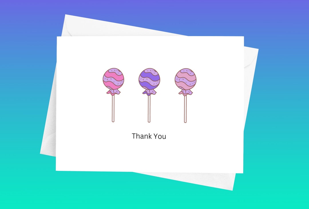 Lollipop Thank You Cards [ Set of 12 Blank Cards/ Envelopes Included ...