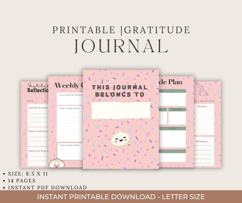 Printable Digital Download-cute Gratitude Journal 8.5x11 - Etsy
