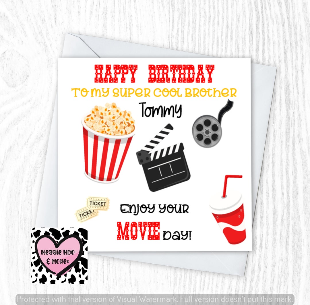Movie Day Birthday Card, for Any Relation,name,age. Lovely Keepsake ...