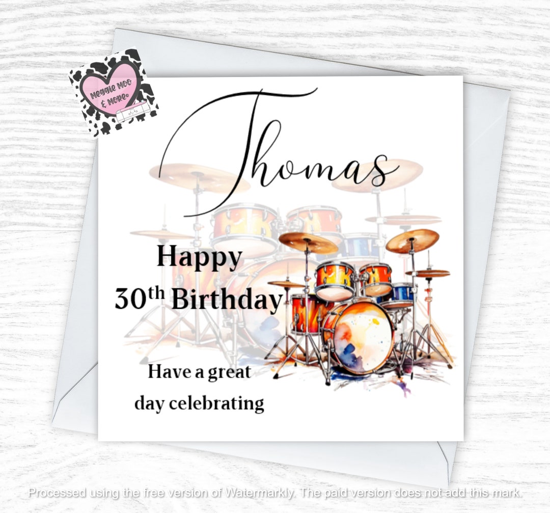 Personalised Drum Instruments Birthday Card, Unique Instrument Themed ...