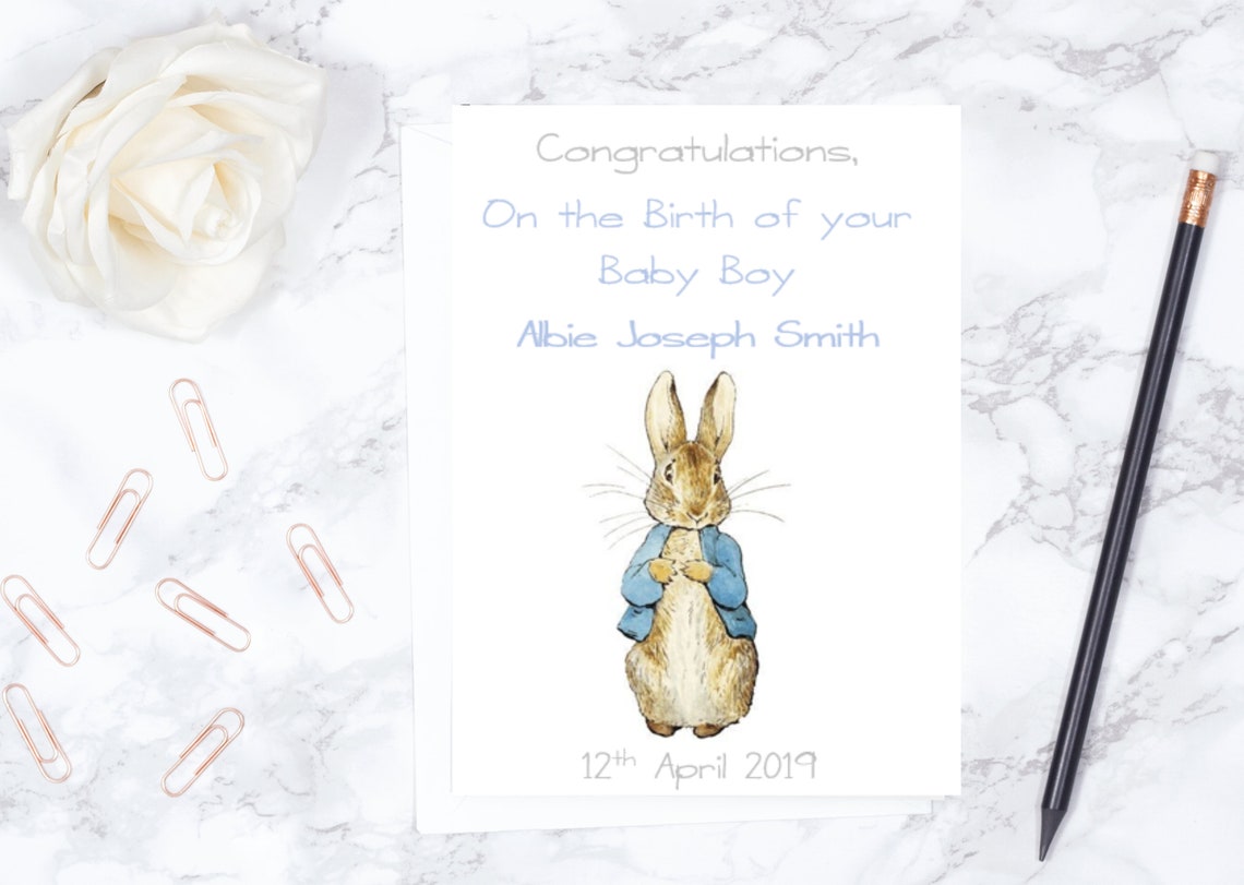 Peter Rabbit Baby Boy Congratulations Greeting Card Keepsake - Etsy ...