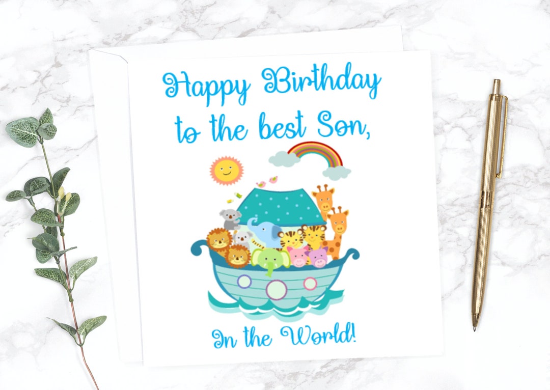 Personalised Noah's Ark Themed Birthday Card , Any Gender and Any ...
