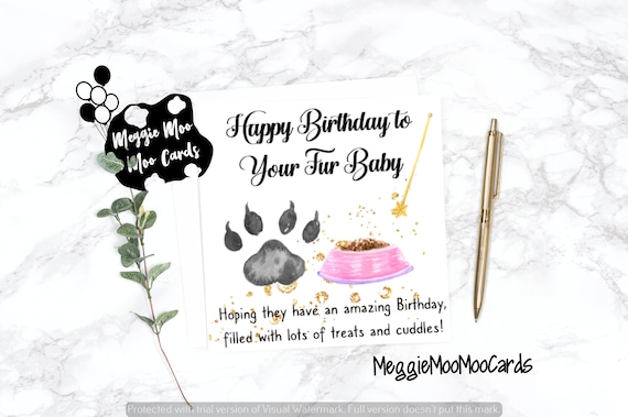 Cat Happy birthday Fur Baby for your pet cat greetings card | Etsy