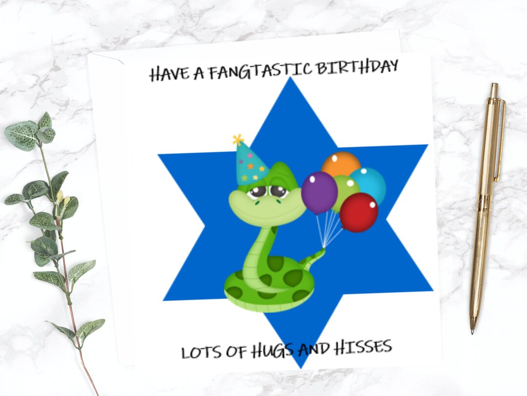 Snake Birthday Card, 'fangtastic Birthday' Perfect for All Genders - Etsy