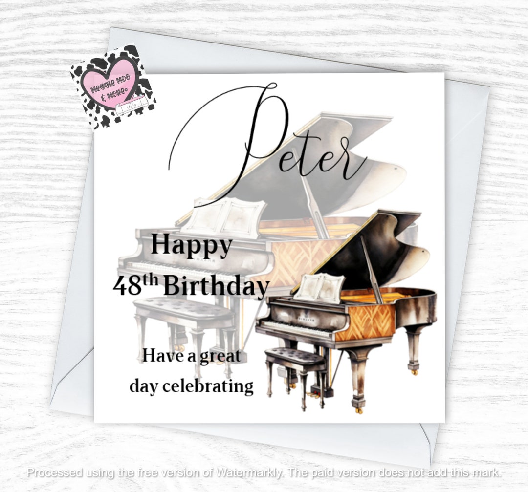 Personalised Piano Instrument Birthday Card, Unique Instrument Themed ...