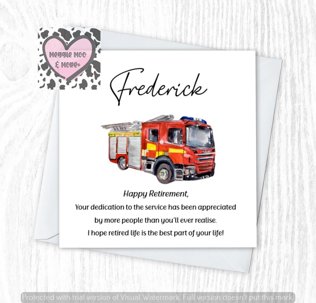 Firefighter Retirement Greeting Card, Personalised With Name, Perfect ...