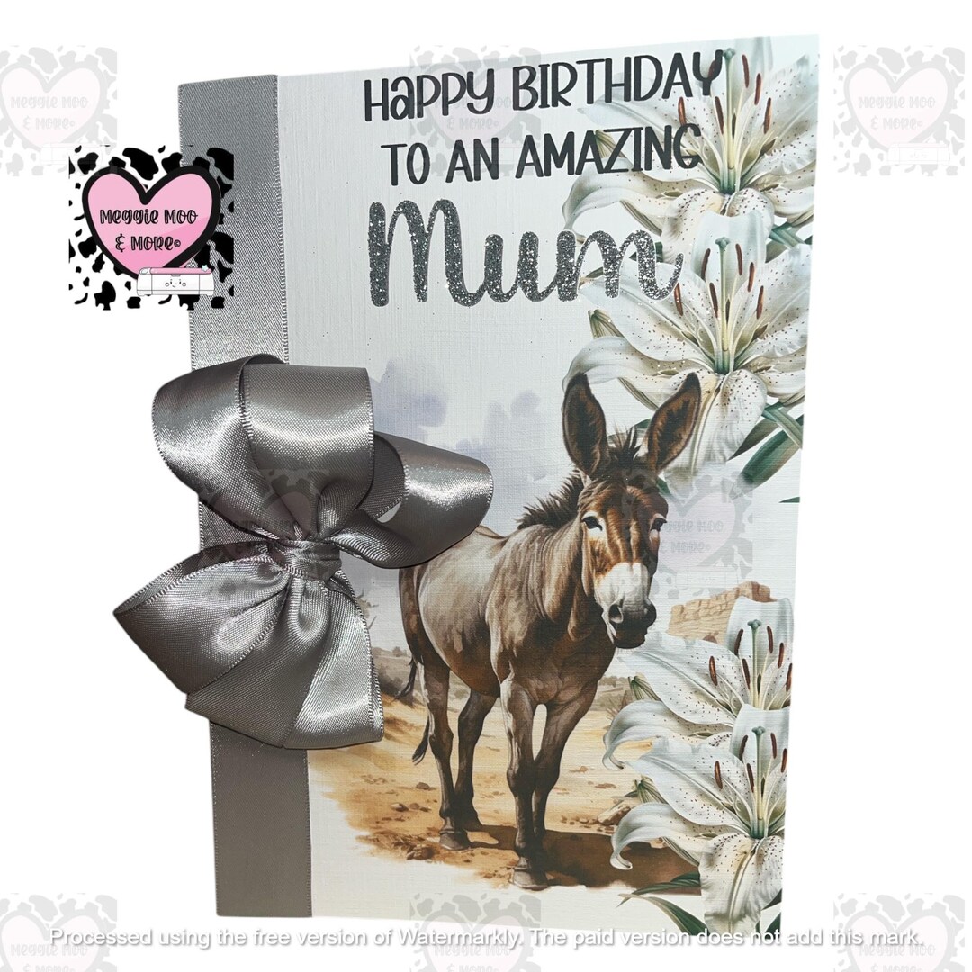 Personalised Donkey Birthday Card, Unique Beautiful Design to Make a ...