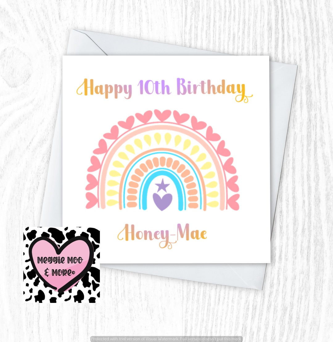 Personalised Girls Birthday Pastel Rainbow Card, Beautiful Rainbow ...